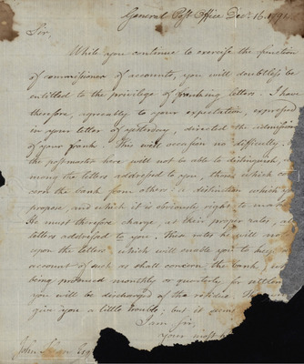 "Timothy Pickering to John Kean, December 16, 1791" by Timothy Pickering